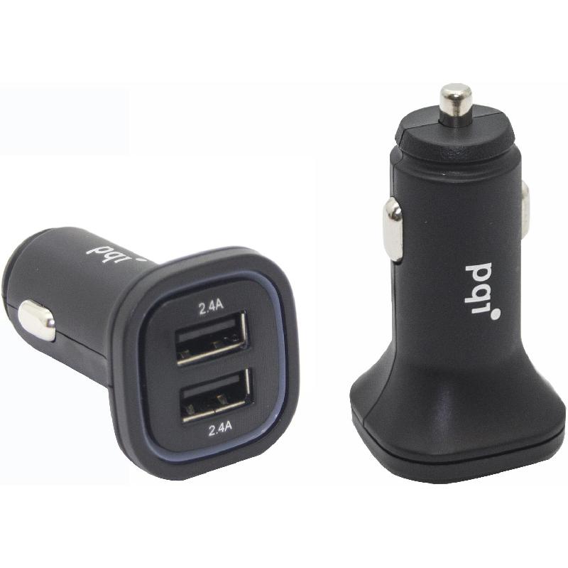 PQI i-Charger USB Car Charger, Dual USB, Black